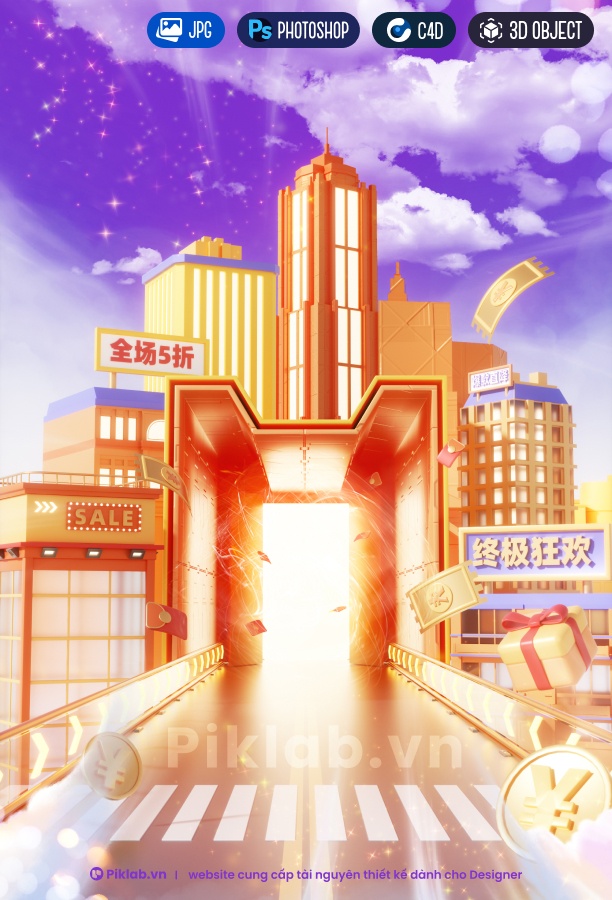 Futuristic 3D-rendered digital artwork showcasing a modern city with a ...