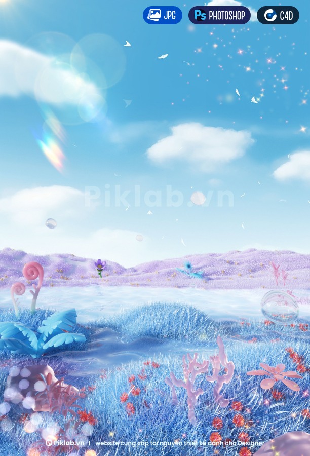 Ethereal 3D-rendered digital artwork showcasing a surreal lavender-hued ...