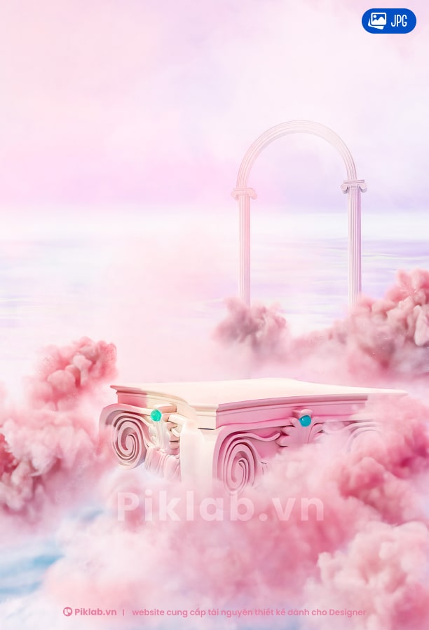 Design resource nature background dreamy floating platform with pink ...