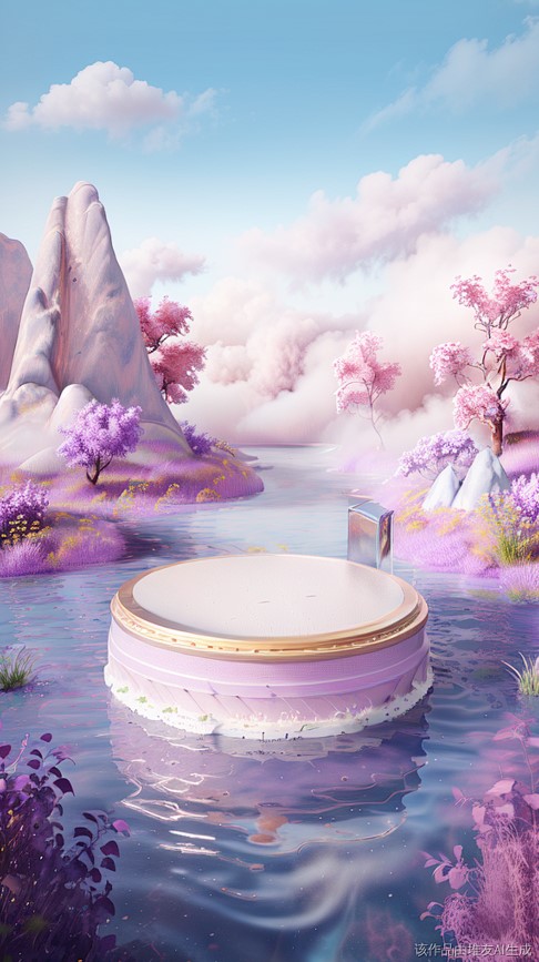 Design resource nature background 3D purple pink platform in the middle ...