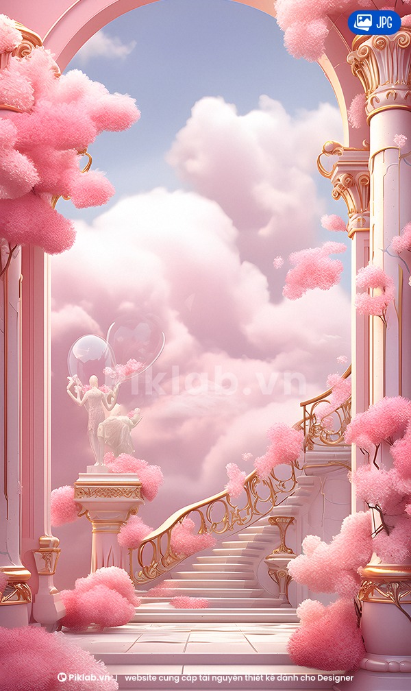 Design resource nature background design depicts a grand pink staircase ...