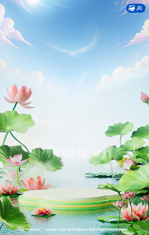 Natural background design with elegant lotus and product display stand ...