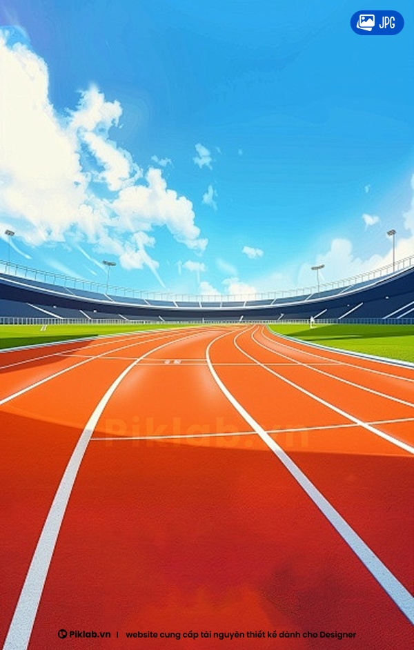 Natural background design of bright orange, empty running track curving ...
