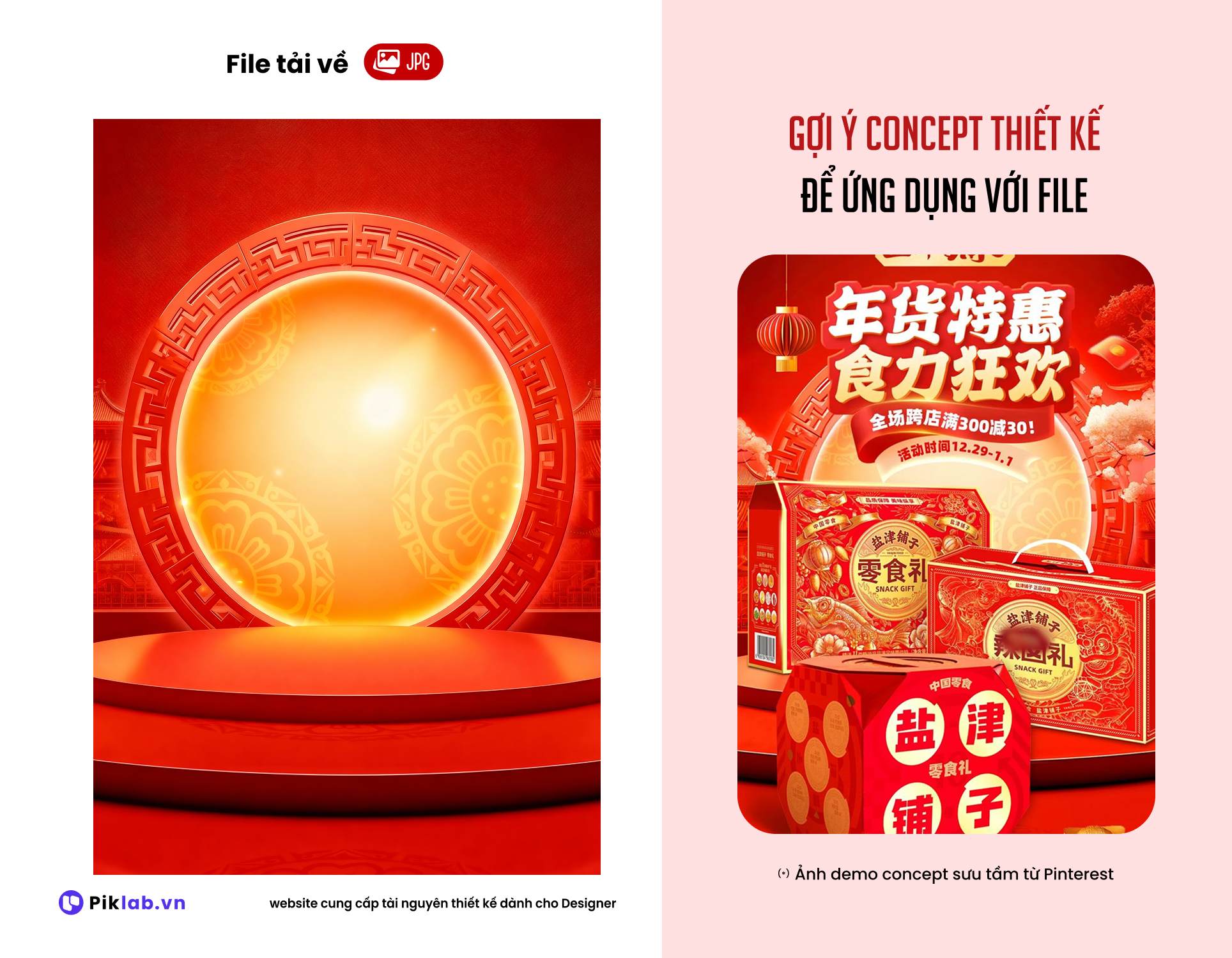 Lunar New Year Background, Glowing Circle & Red Platform, Photo Collage ...