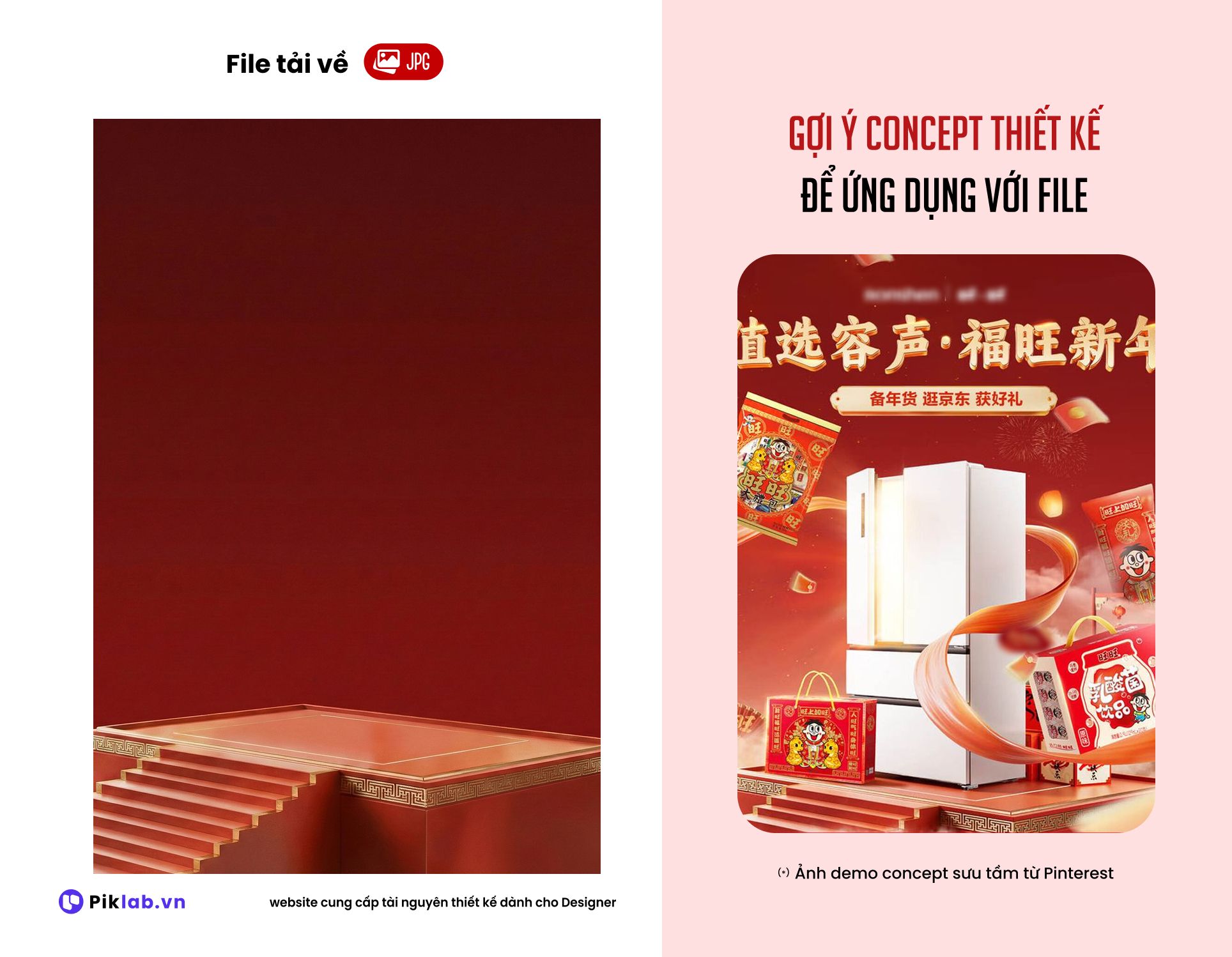 3D Tet Background - Elegant Red Product Display Platform - Lunar New ...