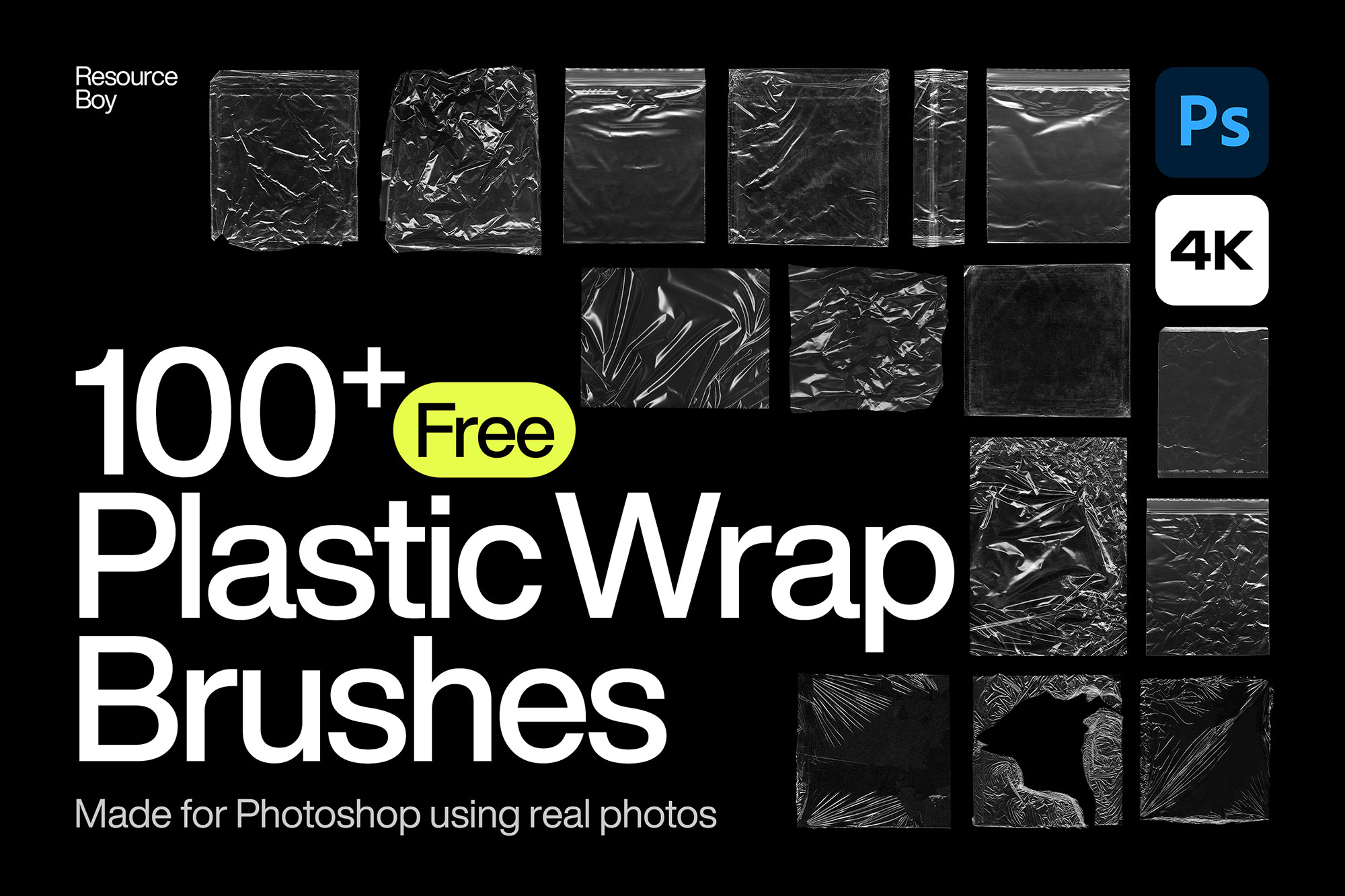 100 Plastic wrap effects Photoshop brushes