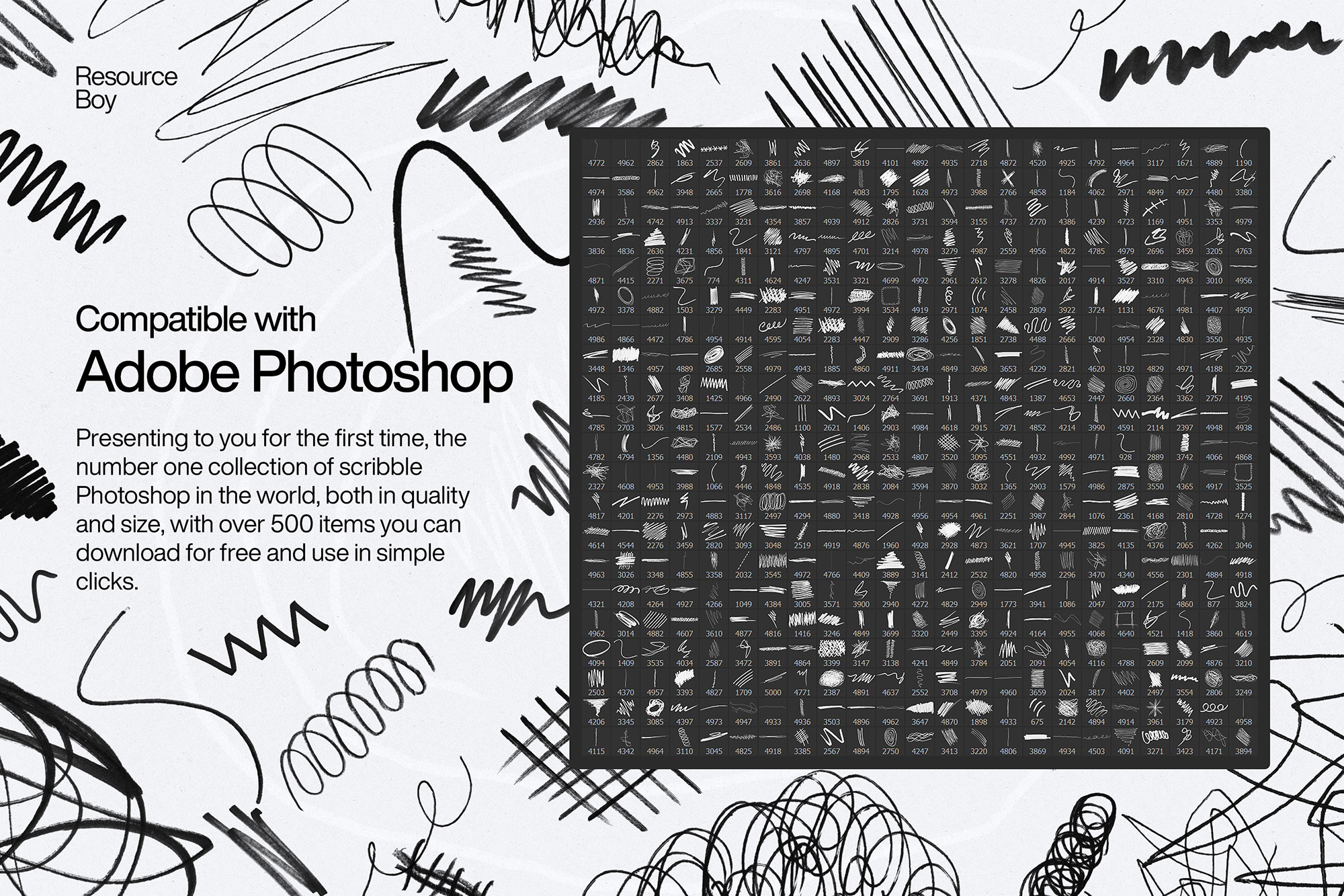 500 Scribble effects Photoshop brushes