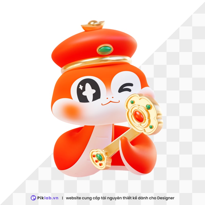 Design resource cute red orange snake in red cap winks happy new year ...