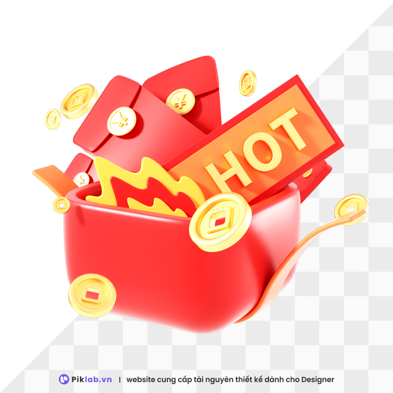 Design resource tsuper hot red envelope gift box happy new year tet ...