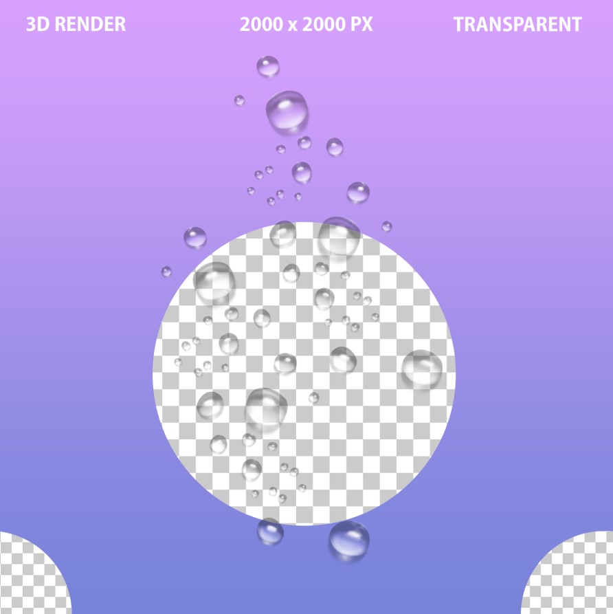 3d filtered water droplets and splash