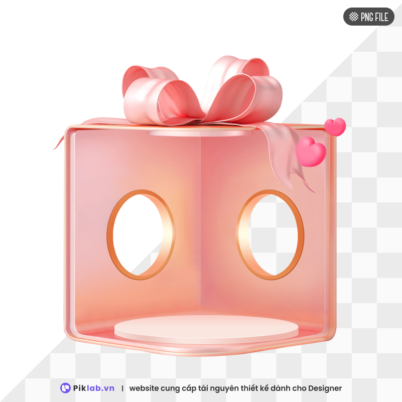 Design resource 3D pink gift box stage podium with bow Valentine's Day ...