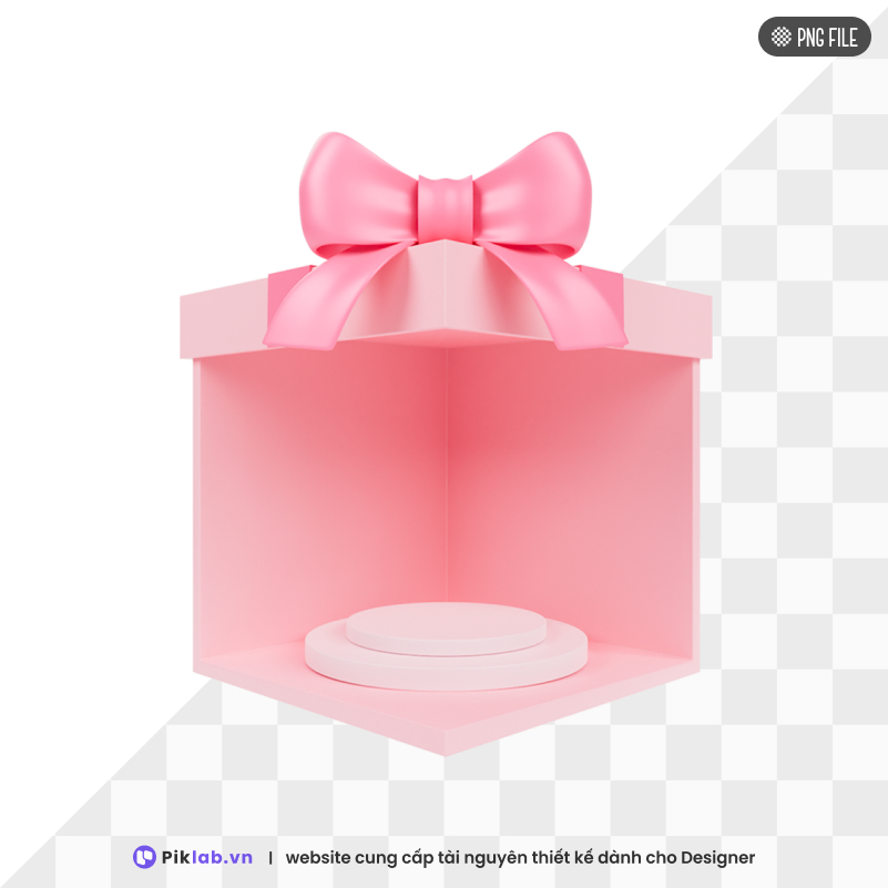 Design resource pink open gift box with a floating lid adorned with a ...