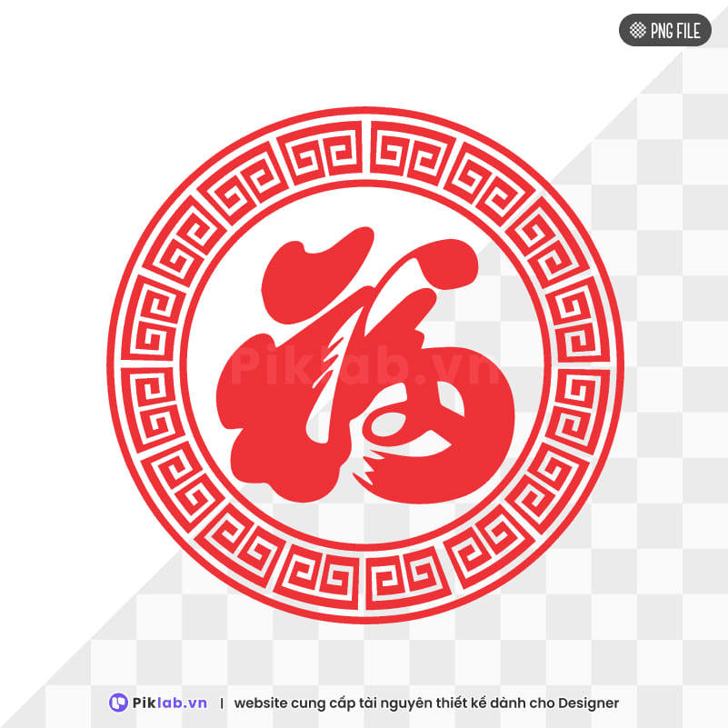 Red Phuc character in red circle with classic pattern – Lucky Tet ...