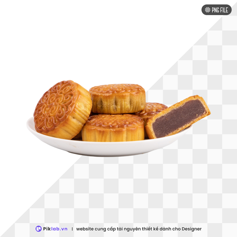 Image of traditional moon cake on transparent background, Mid-Autumn ...