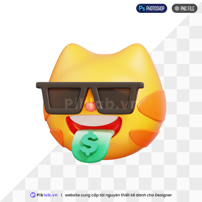 Rich cat with sun glasses emoji Cat emotion cartoon icon Animal ...