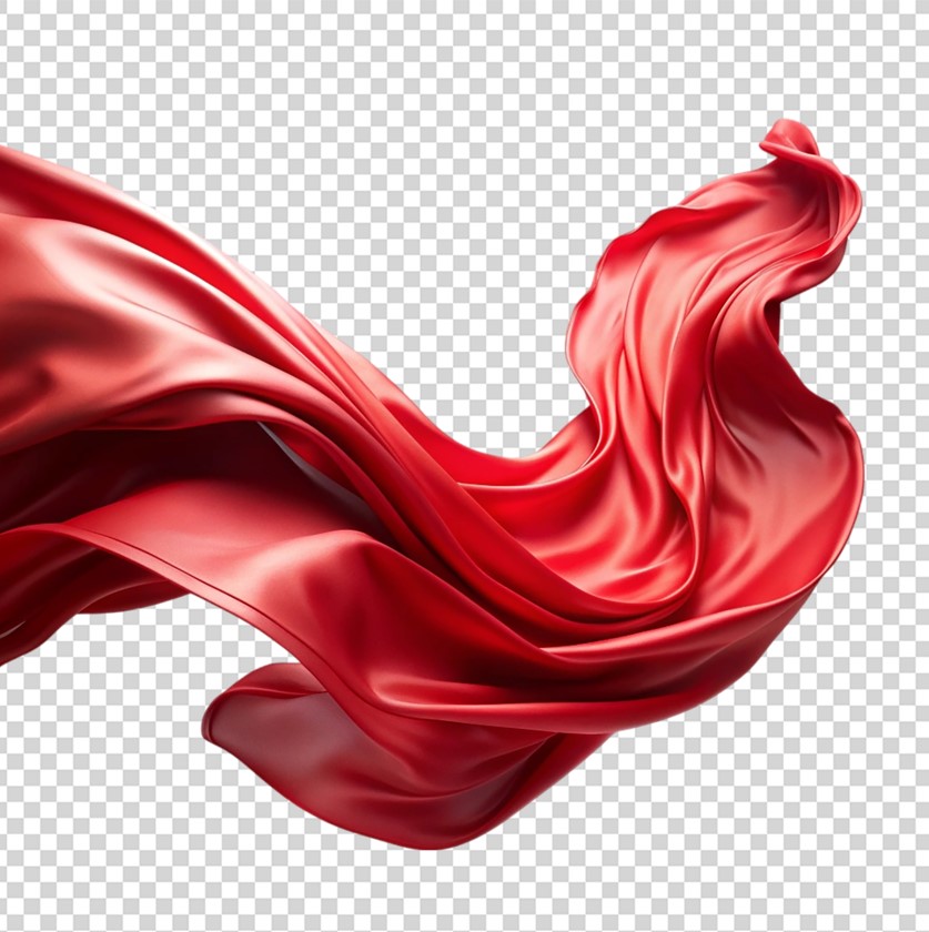 Design resource lying light red silk fabric element waving satin cloth ...