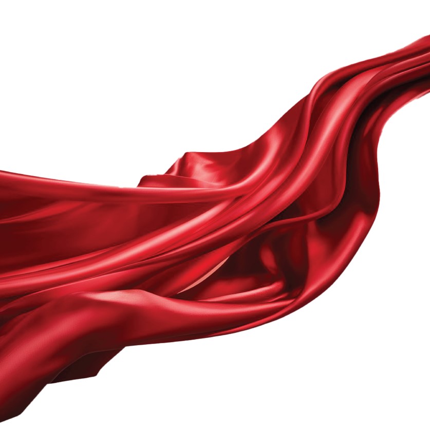 Design resource lying light red silk fabric element waving satin cloth ...