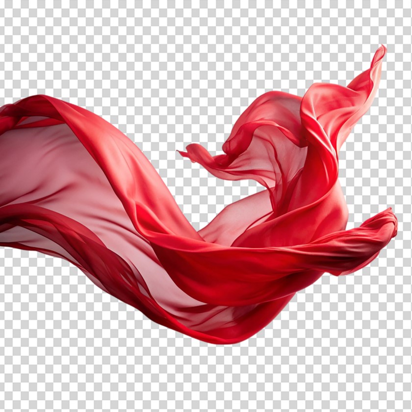 Design resource lying light red silk fabric element waving satin cloth ...