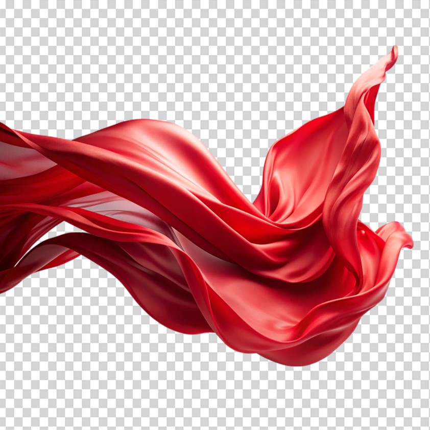 Design resource lying light red silk fabric element waving satin cloth ...