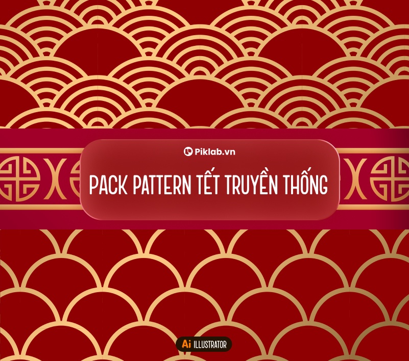 Tet Pattern Pack - Fish Scale and Wave Pattern, Elegant Tet Background ...