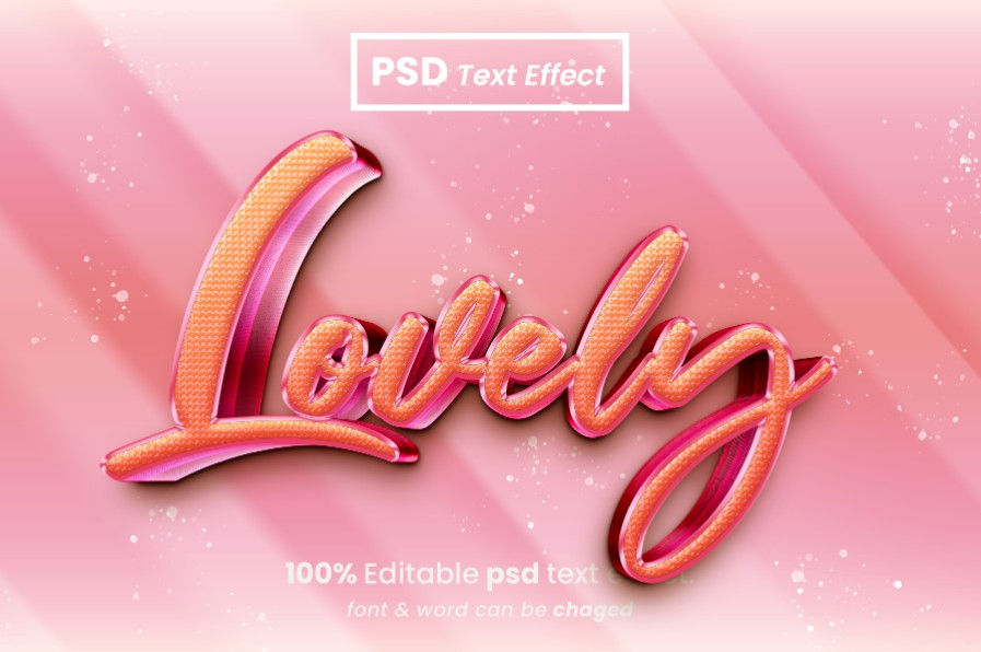 Lovely red and pink gradient 3D text effect felt pattern high quality ...