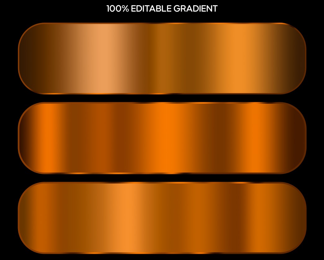 Orange gradients set Metallic orange gradients psd Elegant collection ...