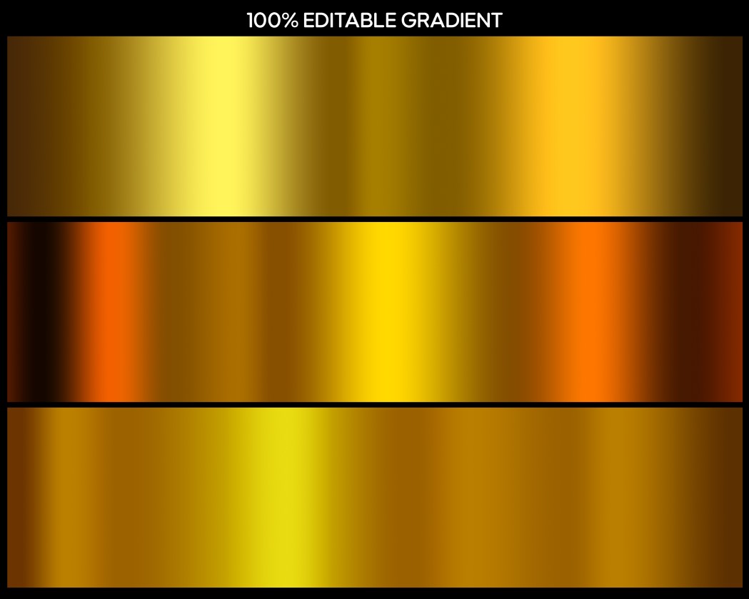 Gold metal gradient colors set Golden gradient palette Golden gradient psd