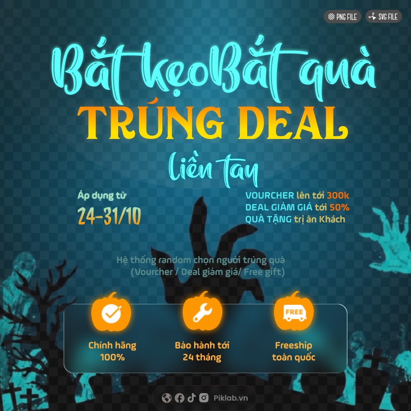 Halloween Typography and Sale Banner, "Bắt kẹo bắt quà TRÚNG DEAL liên ...
