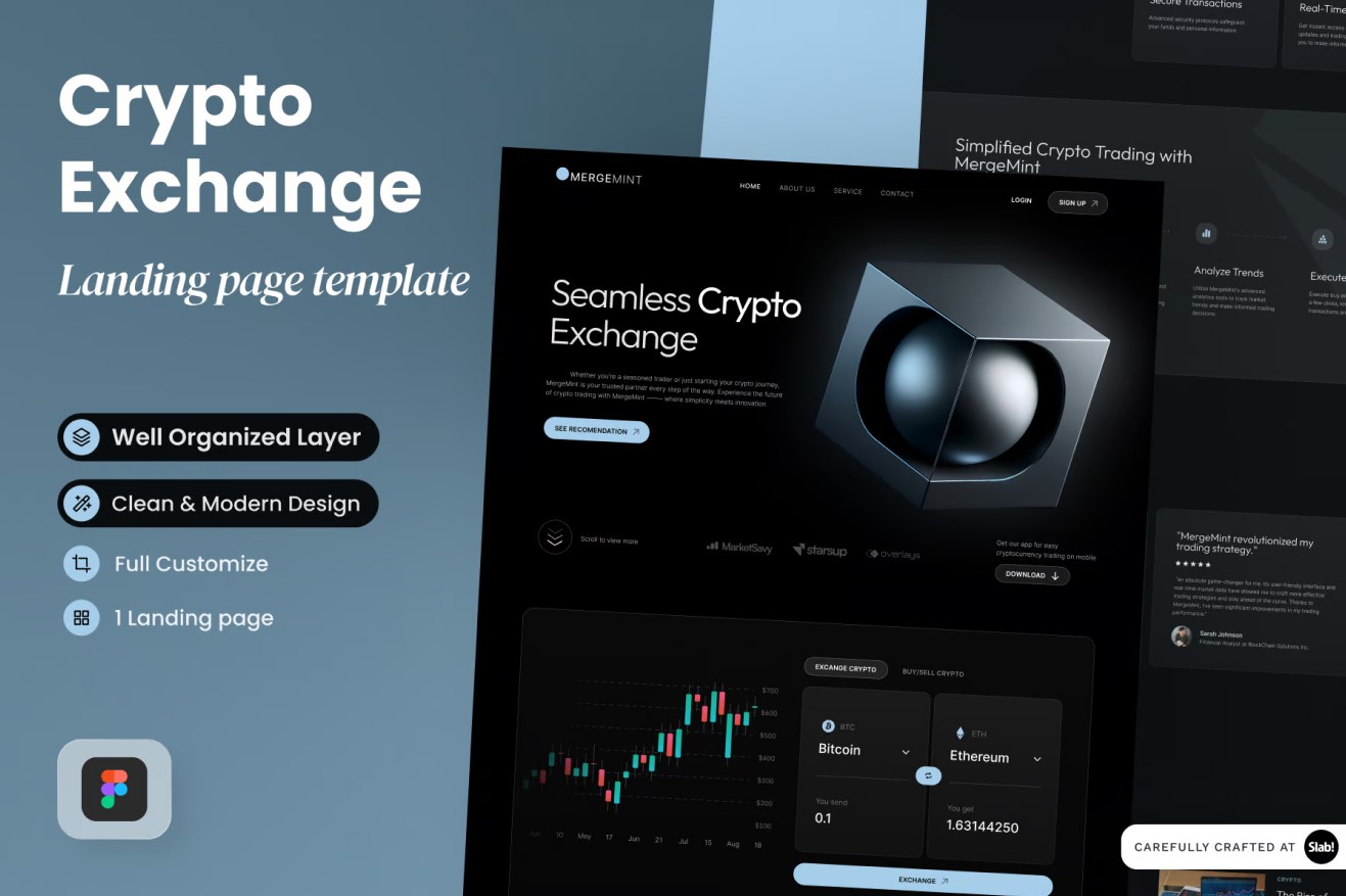 Crypto Exchange landing page template - Piklabvip Figma18