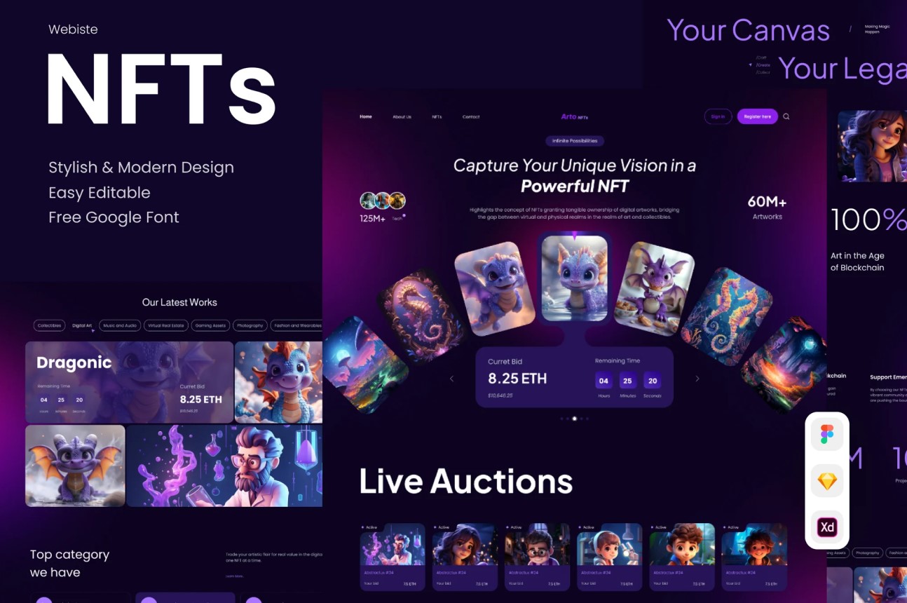 NFTs styles and modern website landing page template - Piklabvip Figma29