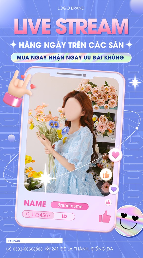 Banner poster e-commerce platform girl holding flowers social media ...