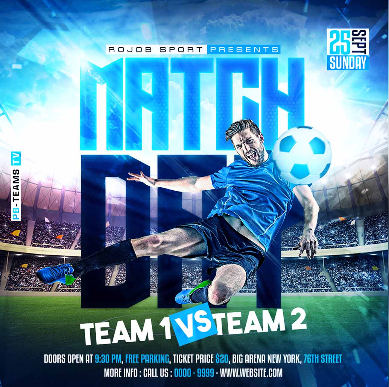 Soccer sports matchday flyer poster and social media post banner ...