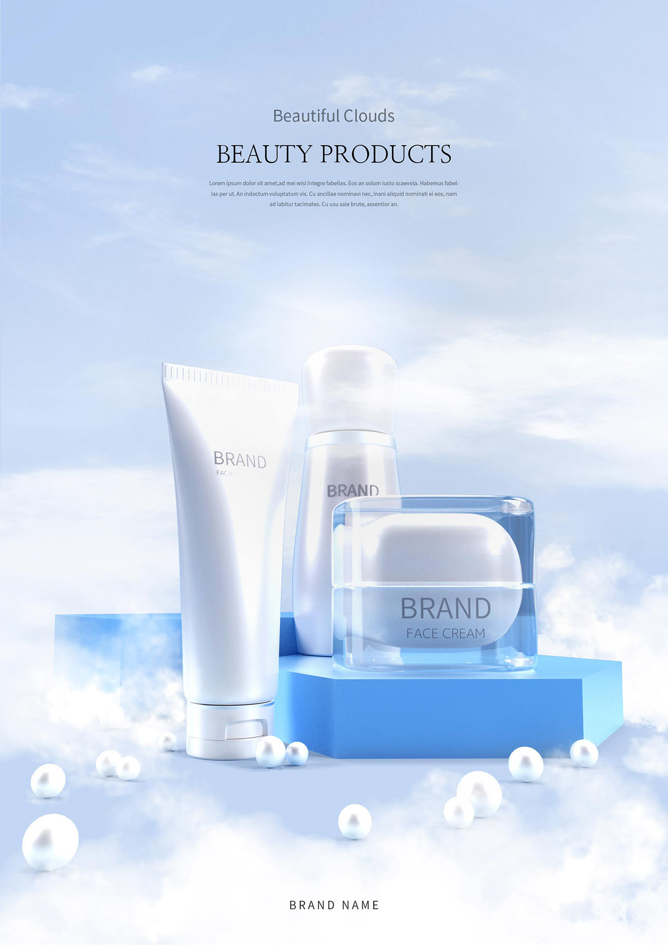 Cosmetic Products Advertising Composition post banner design template ...