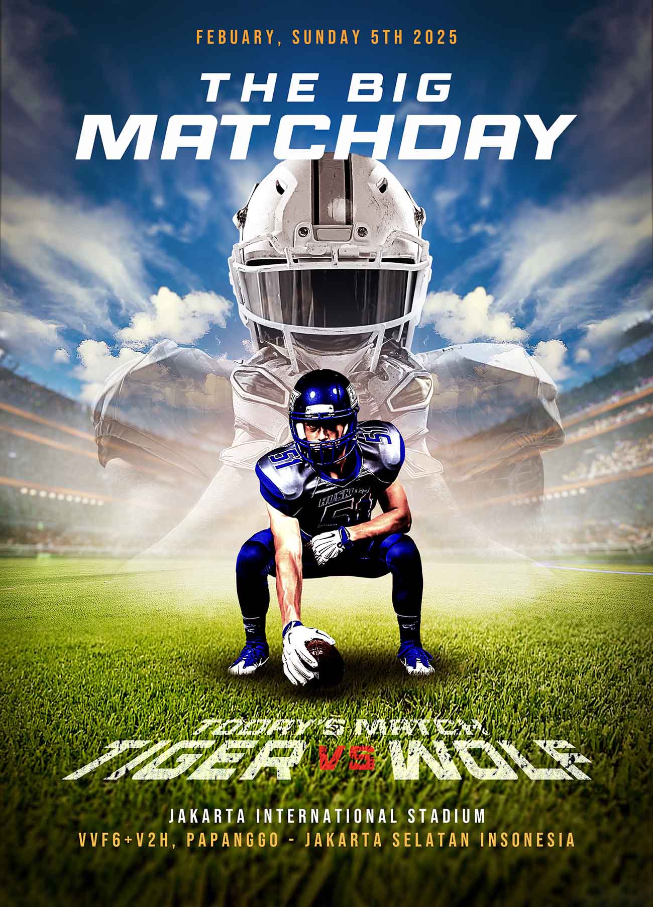 The big matchday with an player on stadium social media post design ...