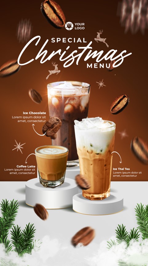 F&B culinary poster Special Christmas Menu Iced Chocolate Coffee Latter ...