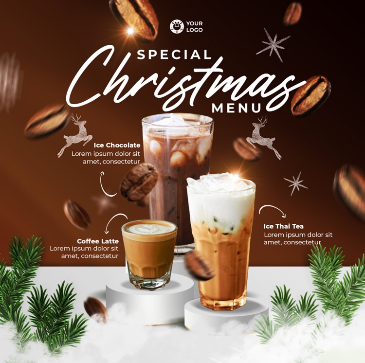 F&B culinary poster Special Christmas Drinks Menu Social Media Square ...
