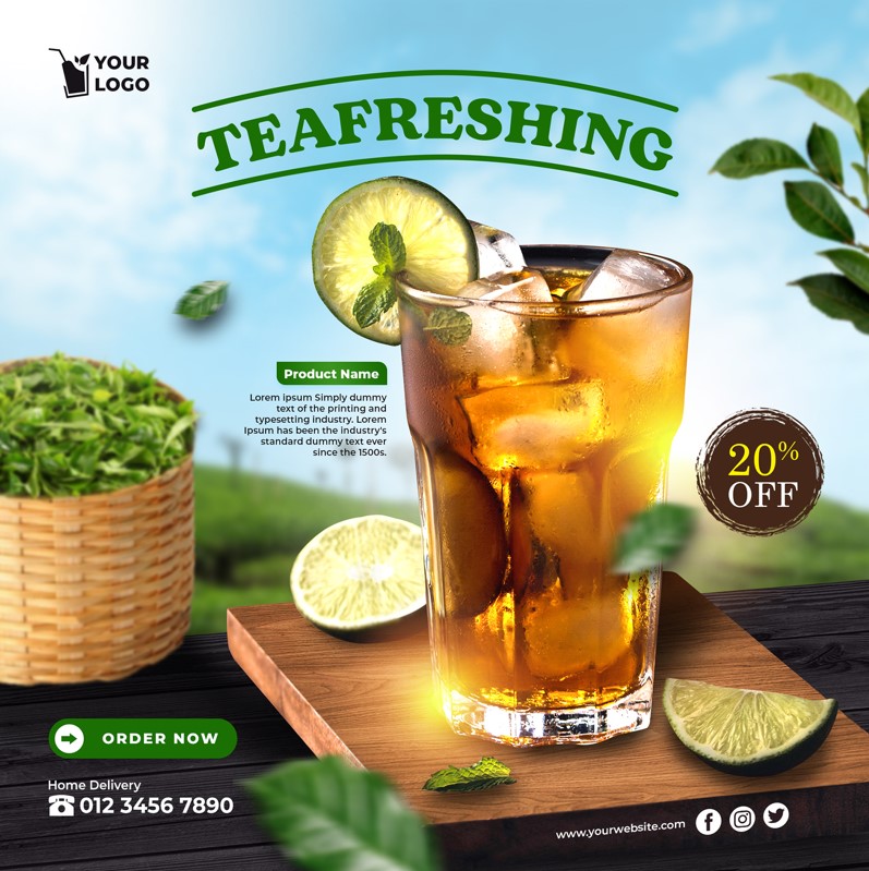 Lemon Tea Freshing Special Offer drink banner template - piklabvip570