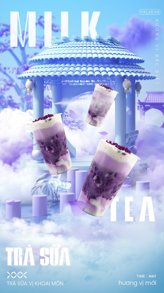 Milk tea advertising poster. Milk tea cup design in the middle ...