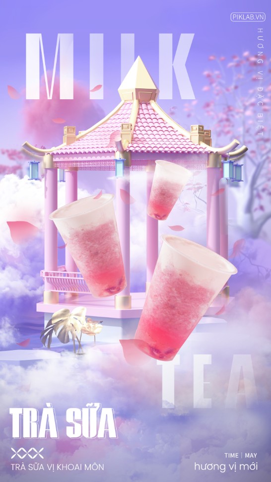 Milk tea advertising poster. Design a cup of delicious milk tea in the ...