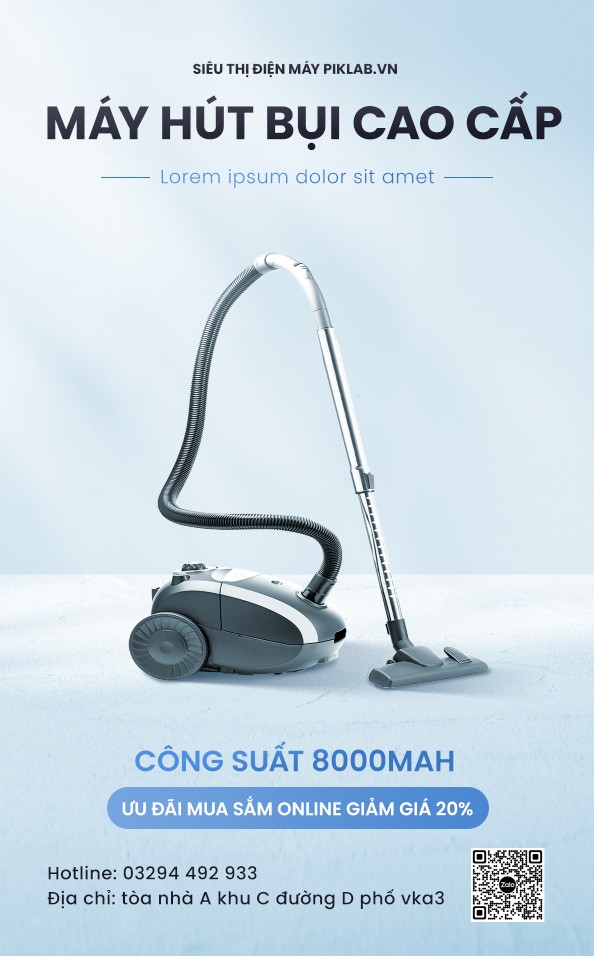 Advertising poster for a Premium Vacuum Cleaner. The main image is a ...