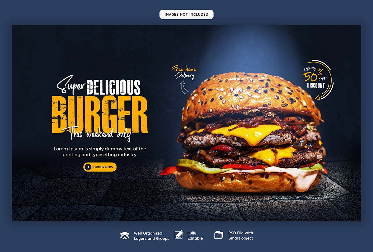 Hamburger fast food shopping e-commerce banner poster template ...