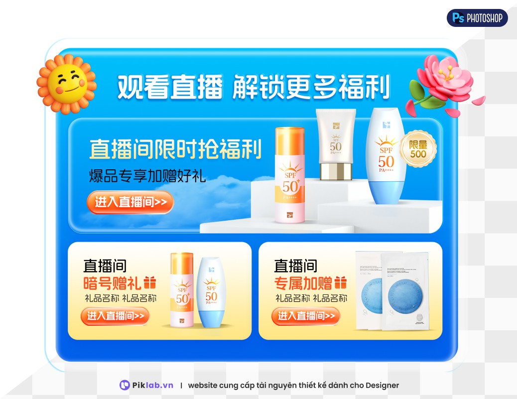 Livestream Shopping Popup, Sunscreen Product Promotion, Summer Skincare ...