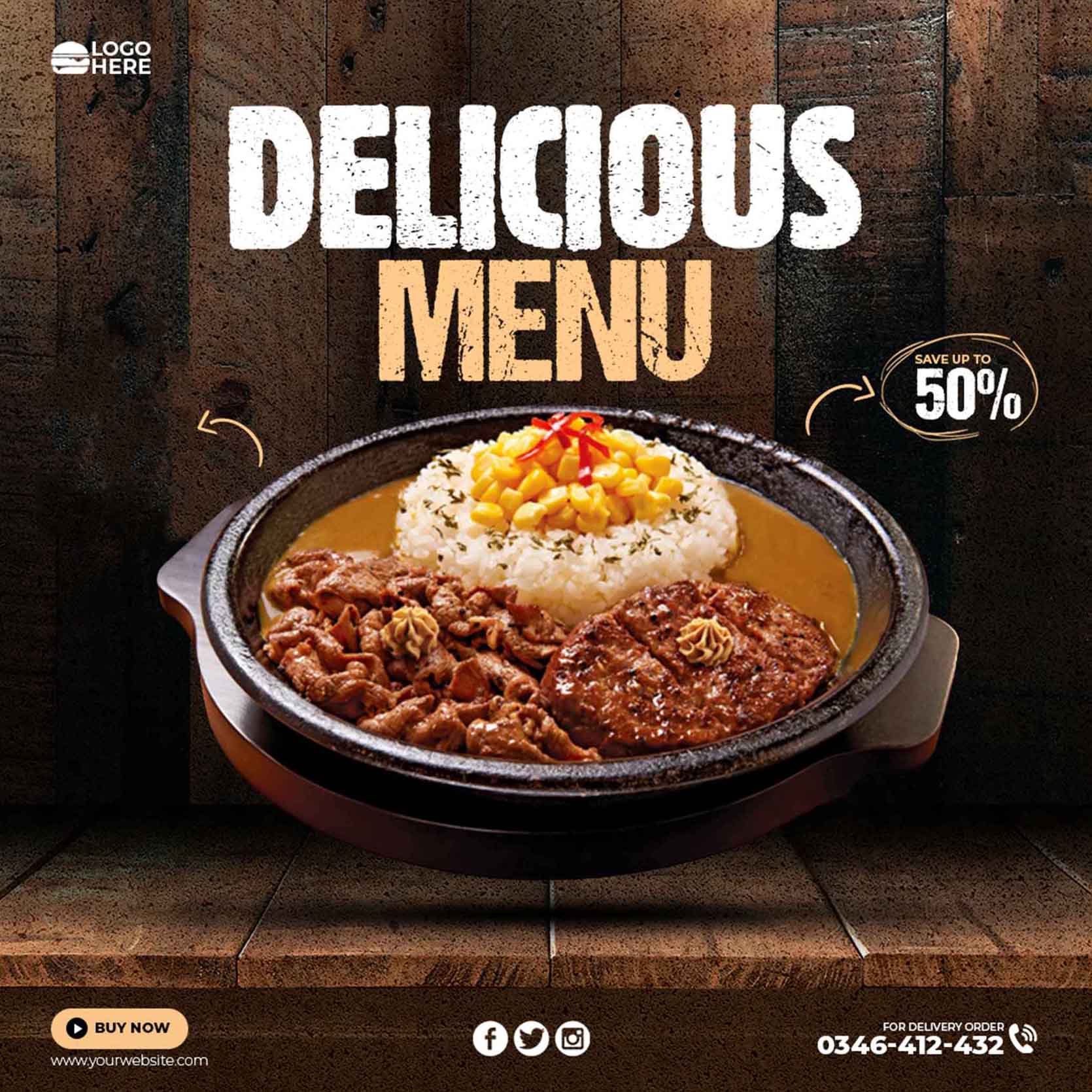 Steak curry rice shopping e-commerce banner poster template - piklabvip933