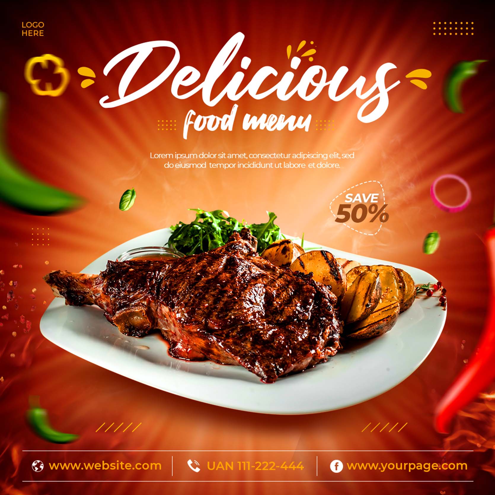 Steak food shopping e-commerce banner poster template - piklabvip934