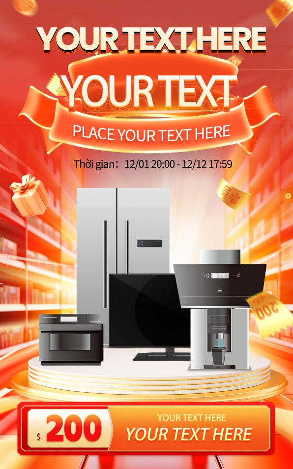 E-commerce Electronics Advertisement Poster, Bright Red and Orange ...