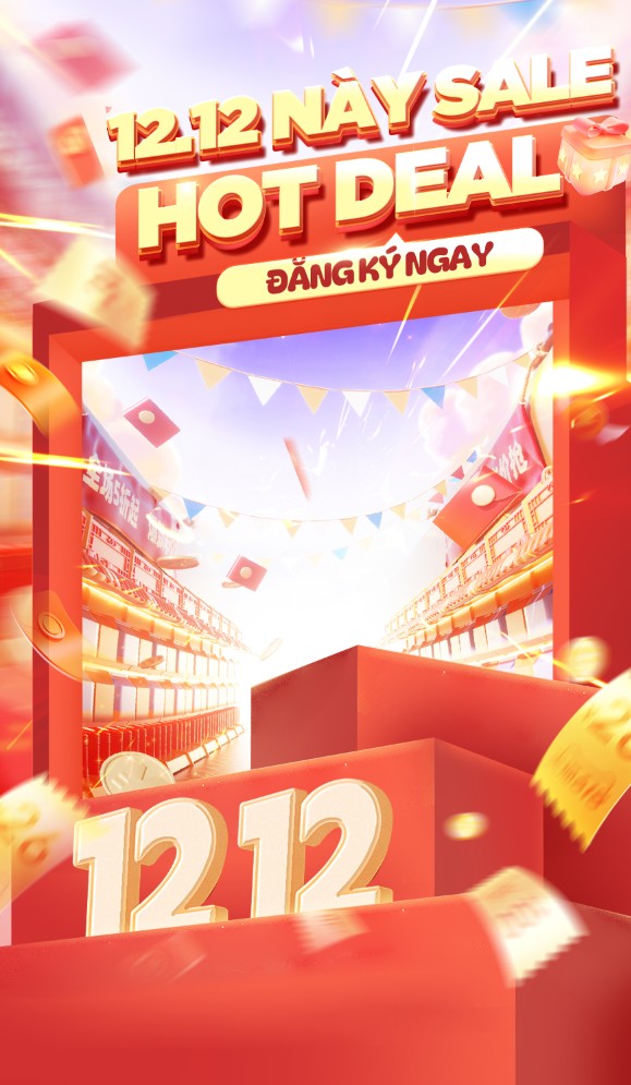 E-commerce Hot Deal Banner, Red and Gold Theme with 12.12 Sale and ...