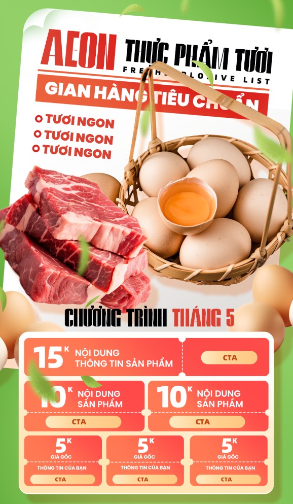 Food Promotion Banner, Fresh Meat and Eggs Theme with Basket, Fresh ...