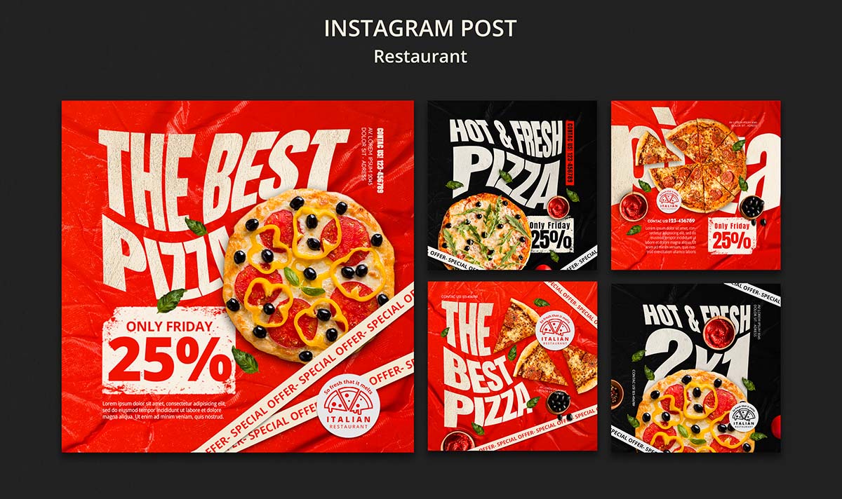5 banner pizza and fast food shopping e-commerce banner poster menu ...