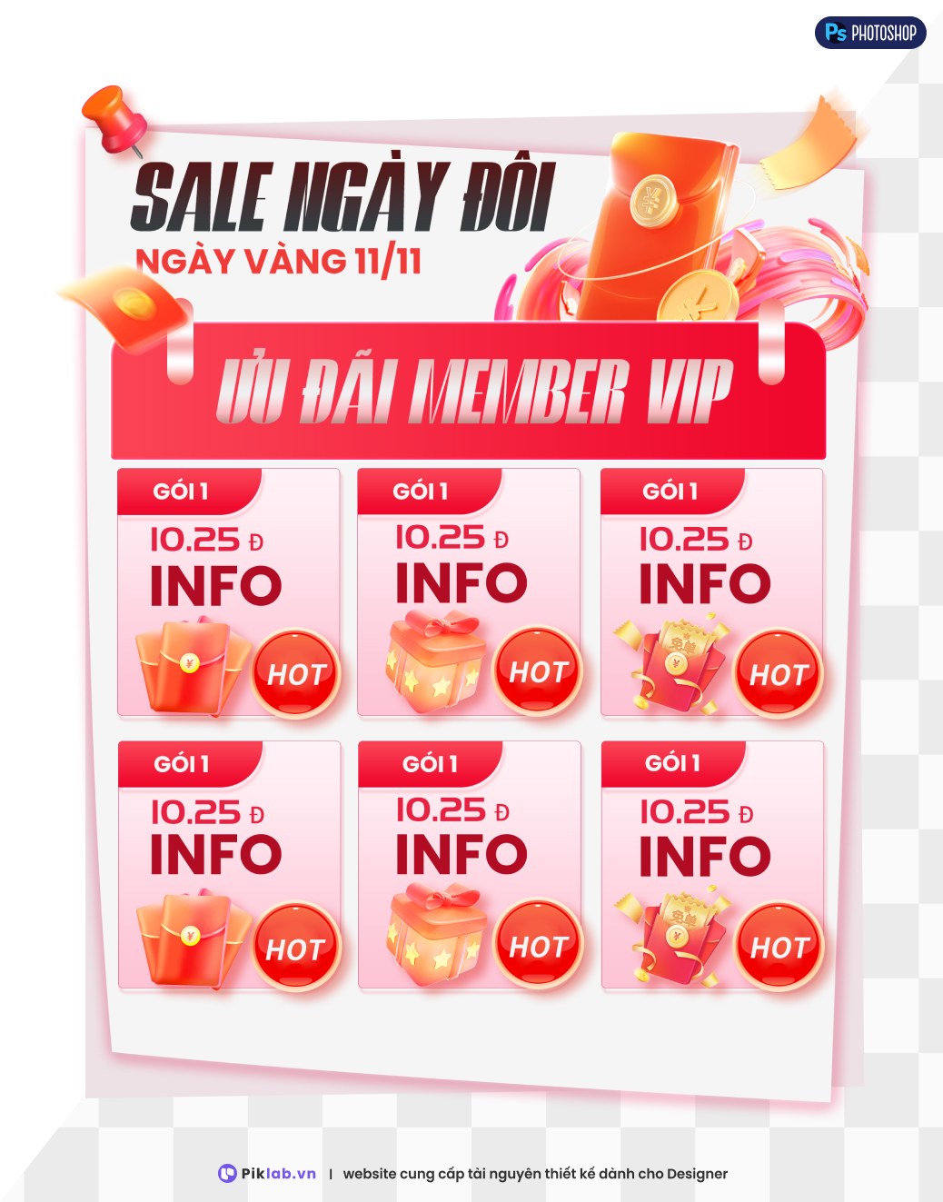 Double Day Sale Promotion Banner, Bright Pink and White Theme with Gift ...