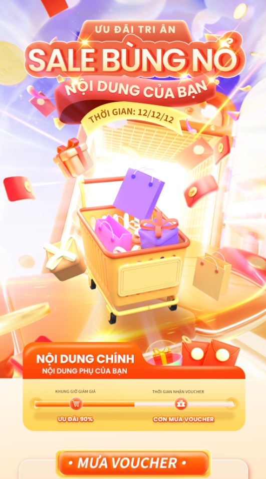 E-commerce Landing Page Banner, Bright Pink and Yellow Theme with ...